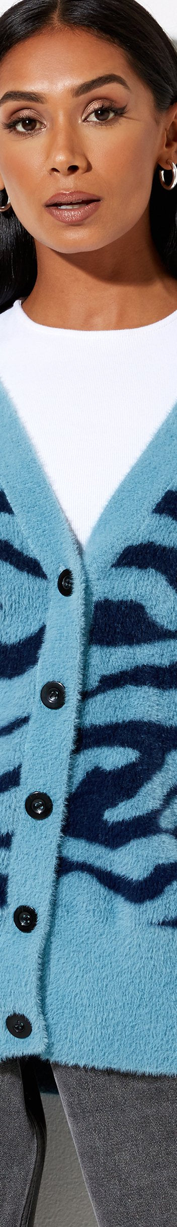 Navy and Blue Zebra Print Cardi | Uriela – motelrocks-com-us