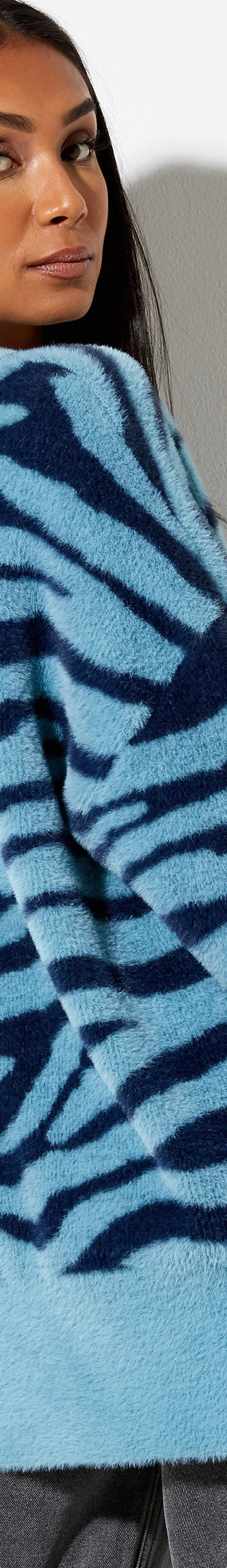 Navy and Blue Zebra Print Cardi | Uriela – motelrocks-com-us