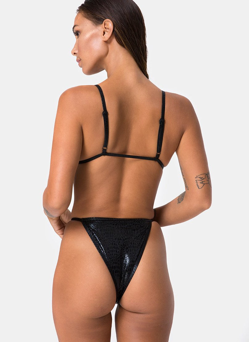Valter Bikini Bottom in Black Oil Snake – motelrocks-com-us