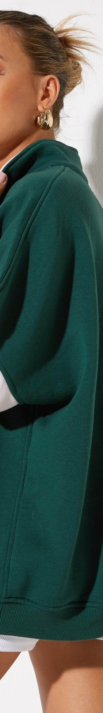 Green and White Oversized Long Sleeve Collared Varsity Rugby Jacket ...