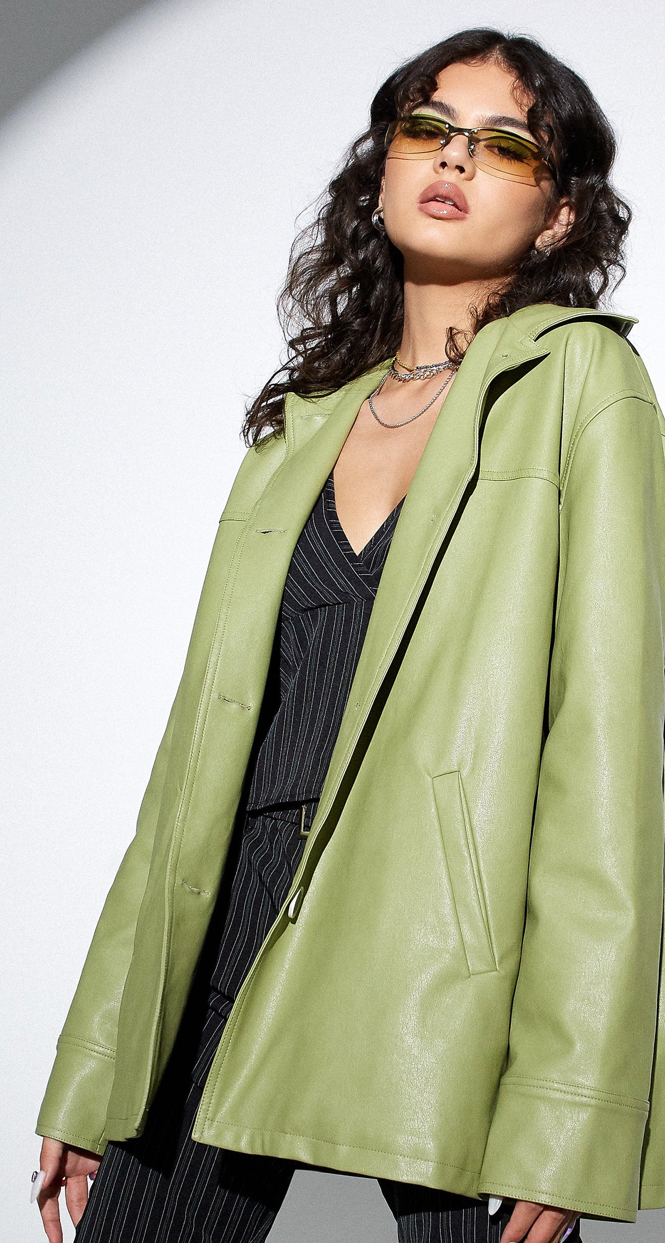 Oversize Pu Green Jacket | Walta – motelrocks-com-us