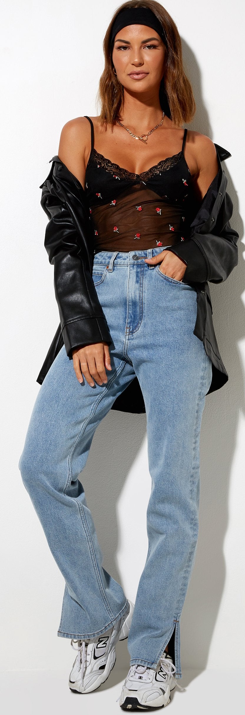 Black and Red Floral Mesh Cami Crop Top | Yenika – motelrocks-com-us