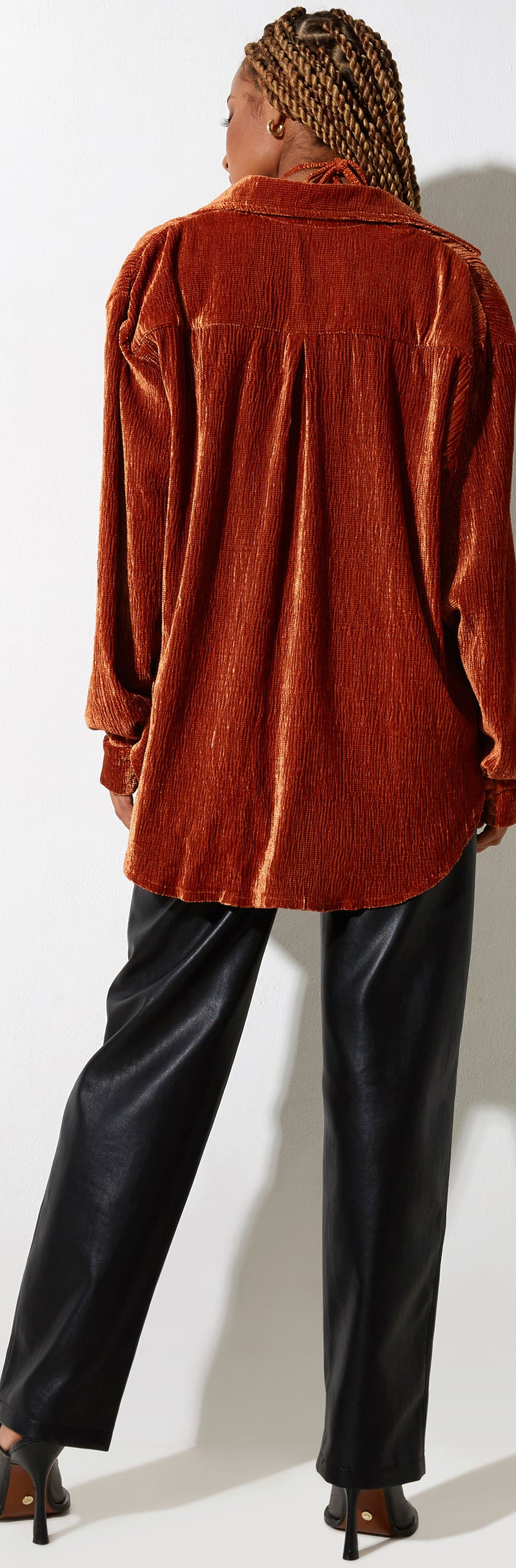 Rust Long Sleeve Button Up Oversized Shirt | Dael – motelrocks-com-us