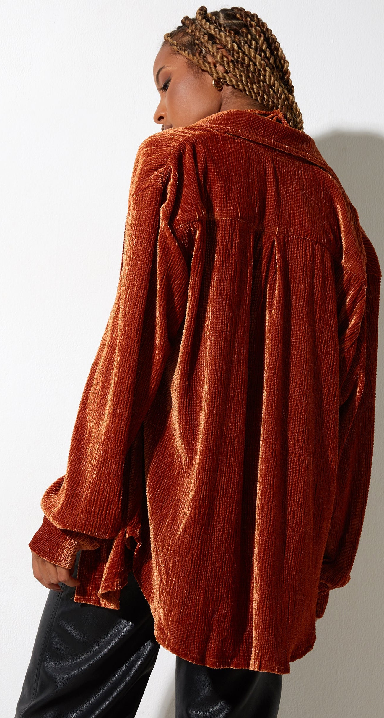Rust Long Sleeve Button Up Oversized Shirt | Dael – motelrocks-com-us