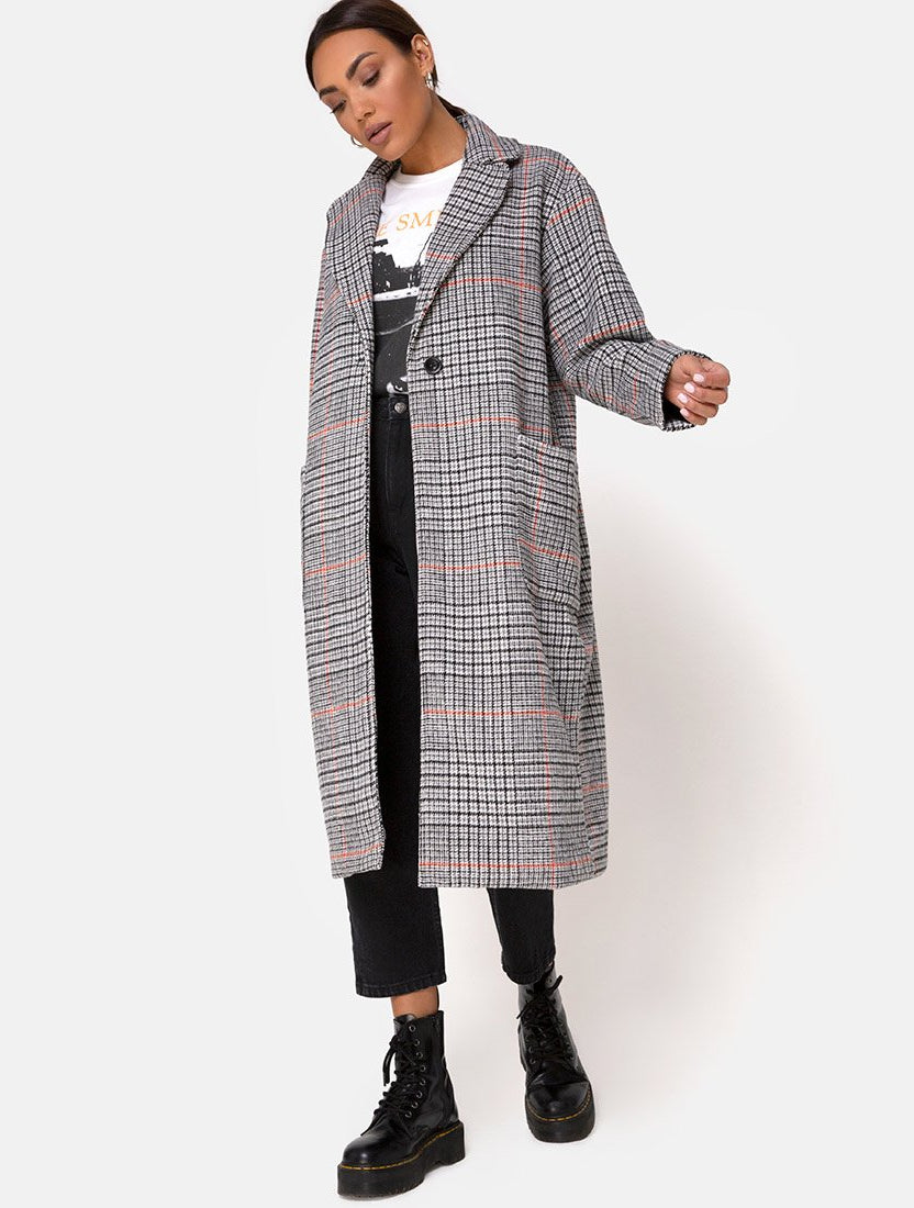 Orange Check Duster Coat | Glenn – motelrocks-com-us