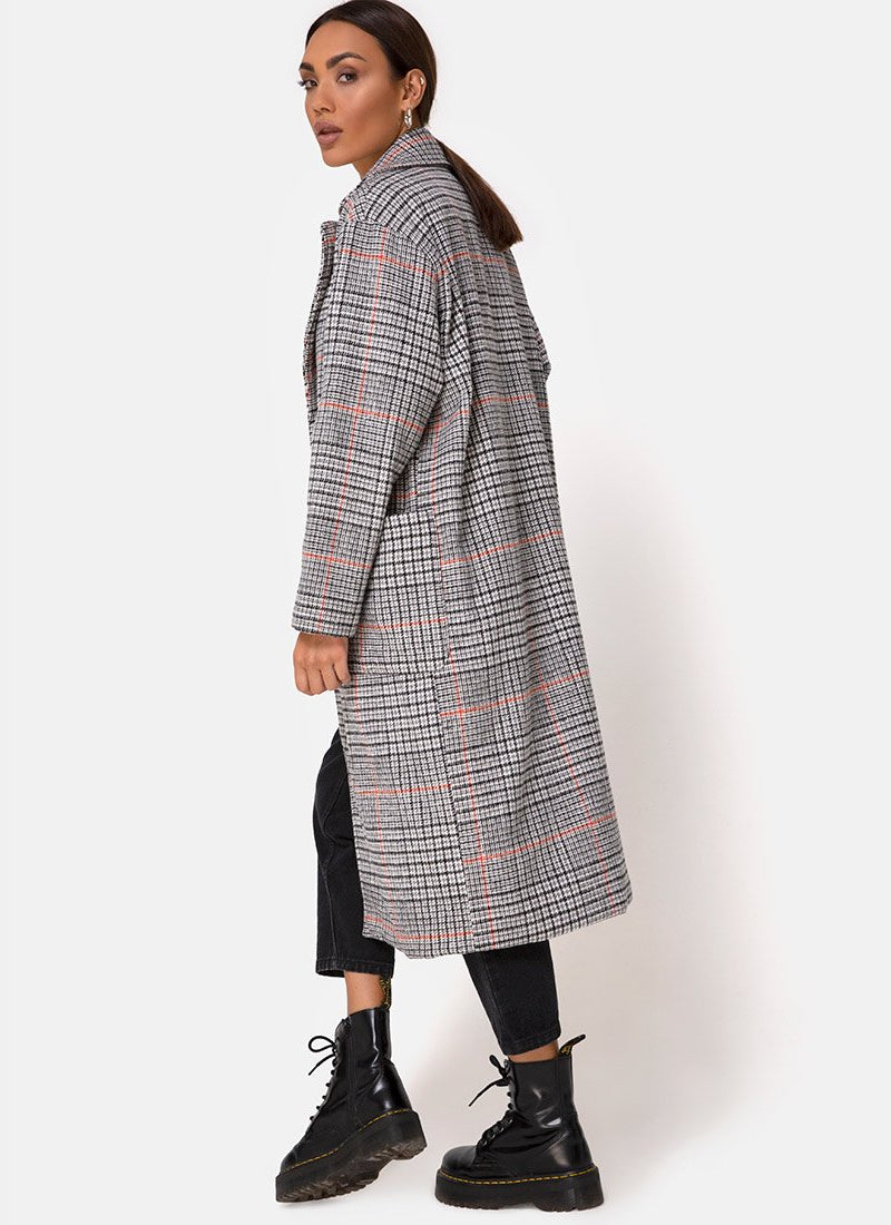 Orange Check Duster Coat | Glenn – motelrocks-com-us