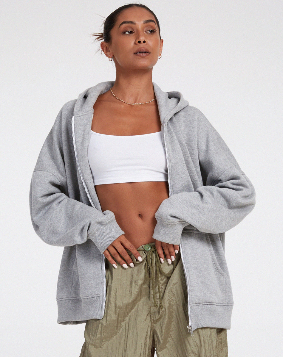 Grey Zip Up Hoodie | Hollack – motelrocks-com-us