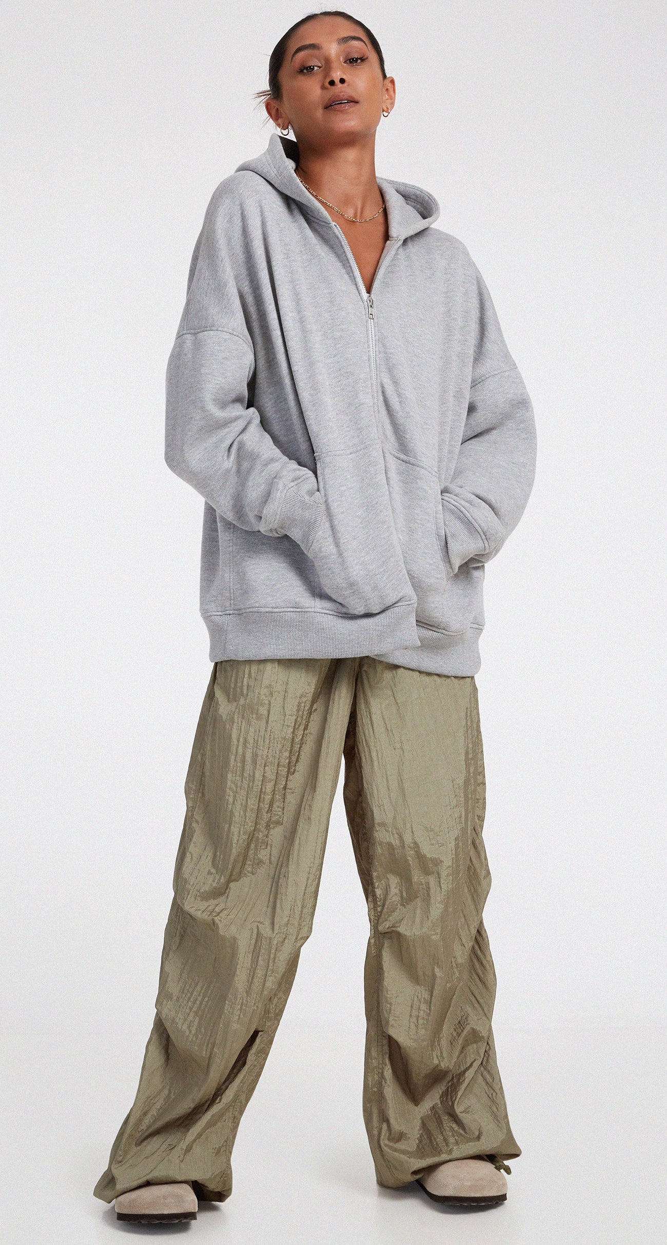 Grey Zip Up Hoodie | Hollack – motelrocks-com-us