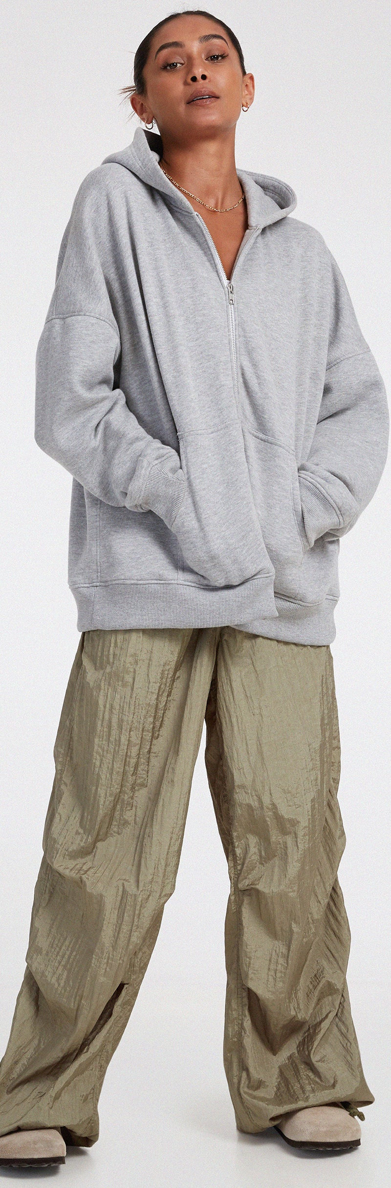 Grey Zip Up Hoodie | Hollack – motelrocks-com-us